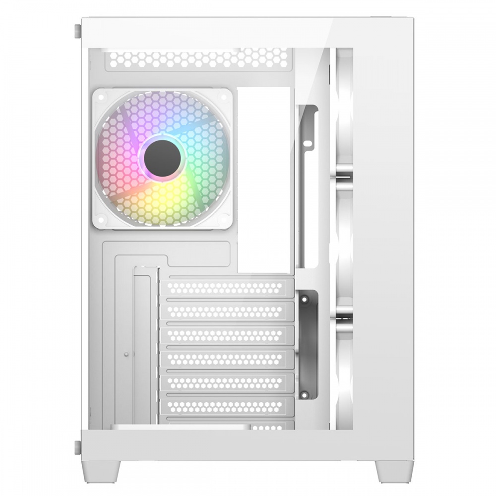 CIT Vision White Mid ATX Gaming Cube with Tempered Glass Front and Side ...